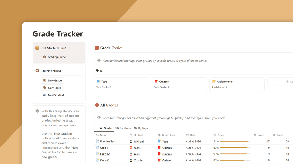 Track Assignments for Students with a Notion Database