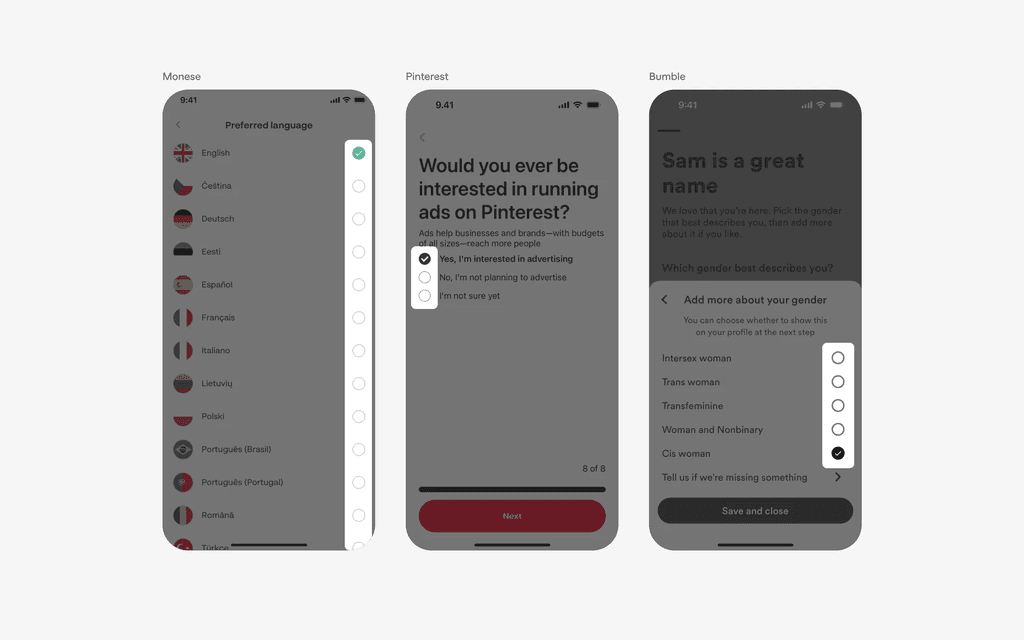 Radio Button UI Design: Best practices, Design variants & Examples ...