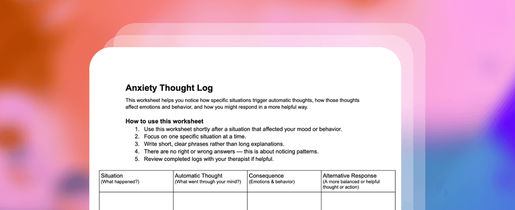 Core Anxiety Worksheets - Yung Sidekick