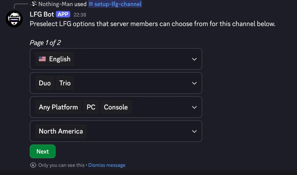 1-Click LFG Discord Bot for Any Game & Just Chatting | LFG Hub