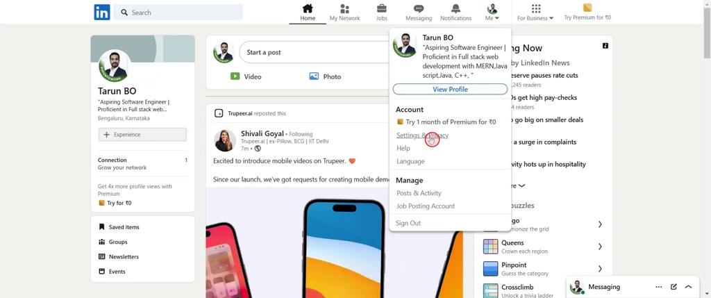 How to turn off LinkedIn showing profile views - 1 minute video guide
