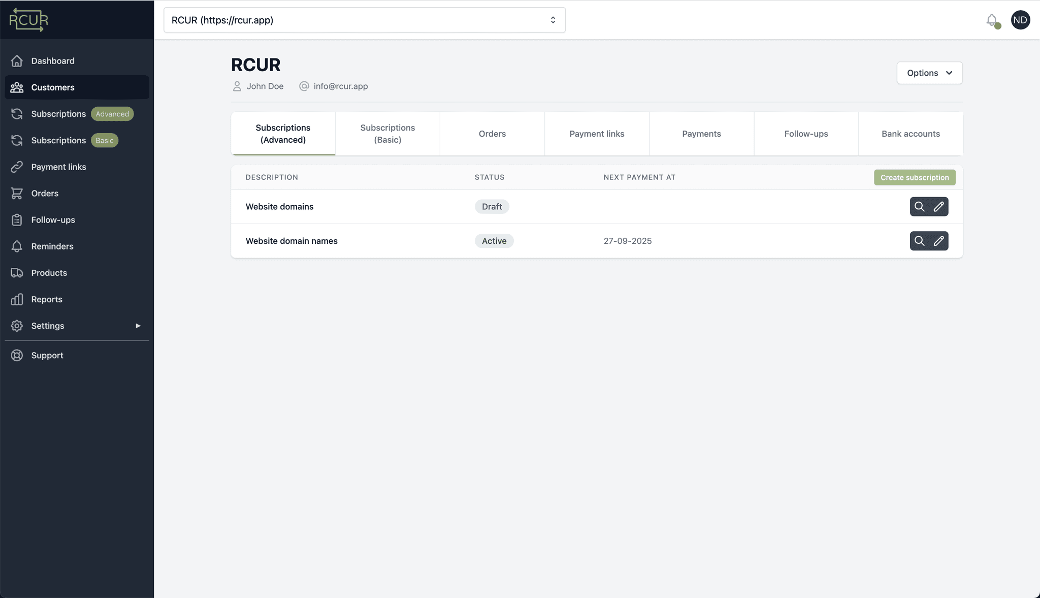 RCUR - Subscription Management Made Simple and Powerful