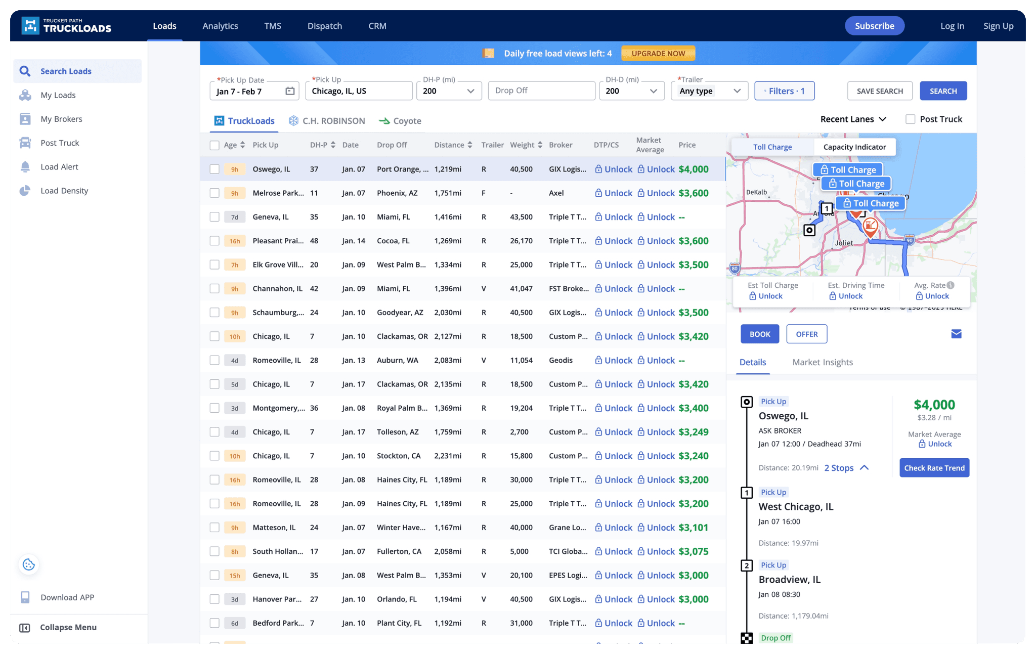 Free Load Board | Truckloads | Trucker Path
