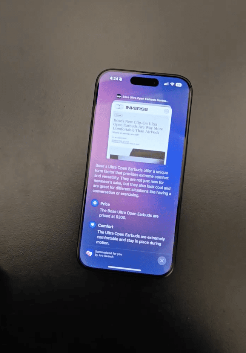 Arc's Pinch to Summarize - Assistive AI-UX Interaction | #1 library of AI-UX interactions | All