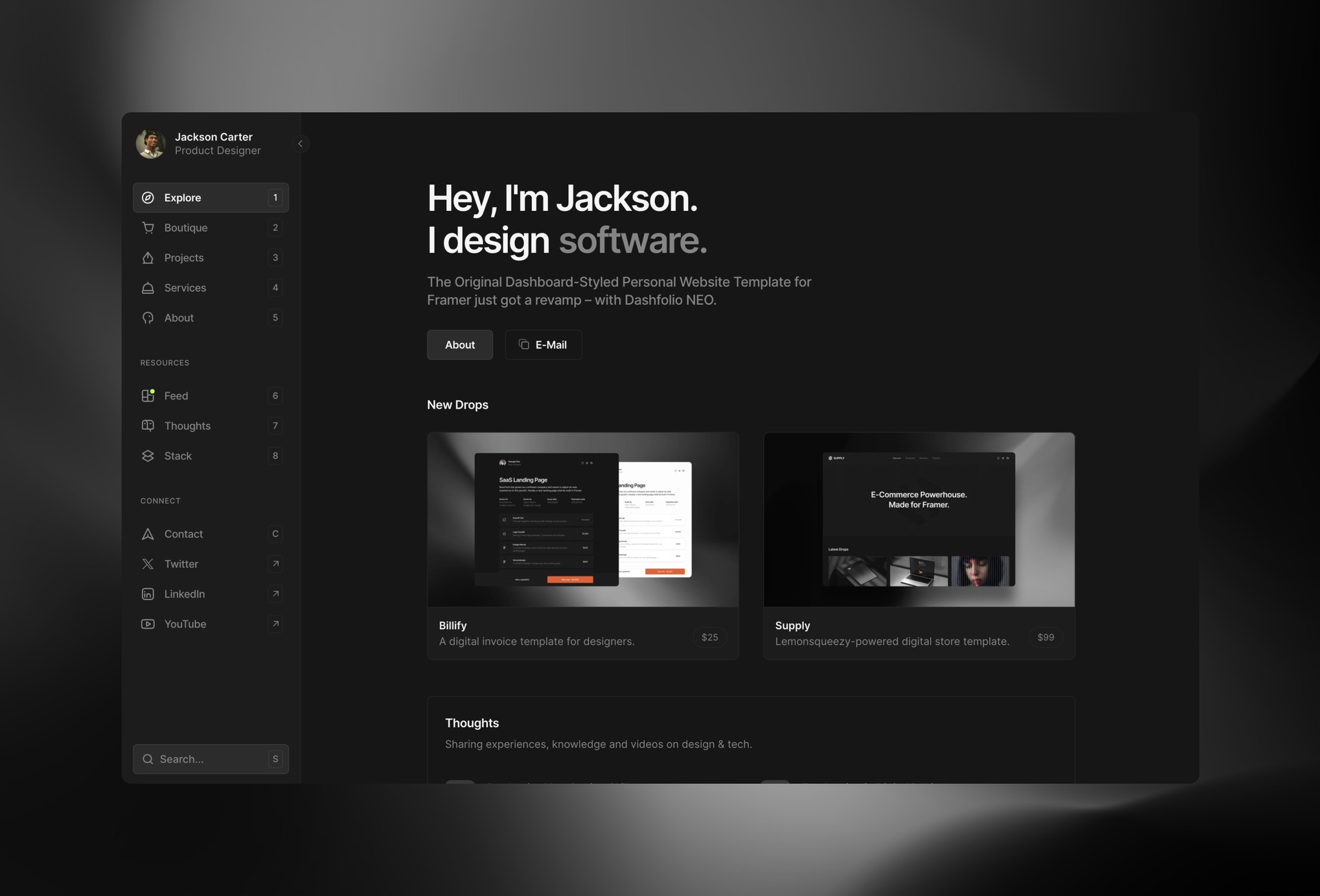 Proof — Minimal Portfolio Site Template — Framer Template