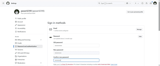 How to Change Github Password - 1 minute video guide