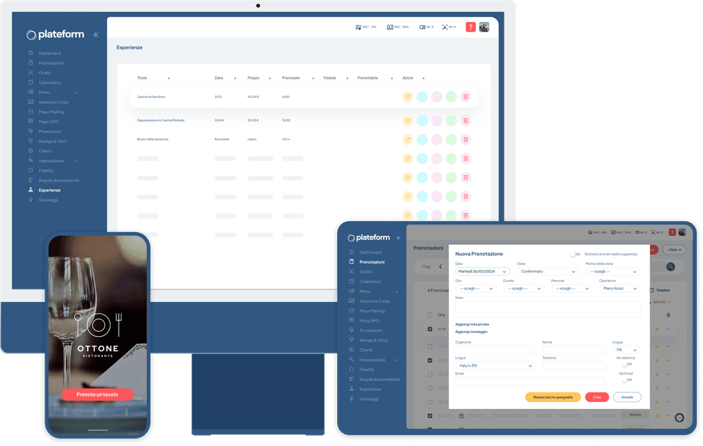 Plateform ® piattaforma per prenotazioni tavoli ristoranti