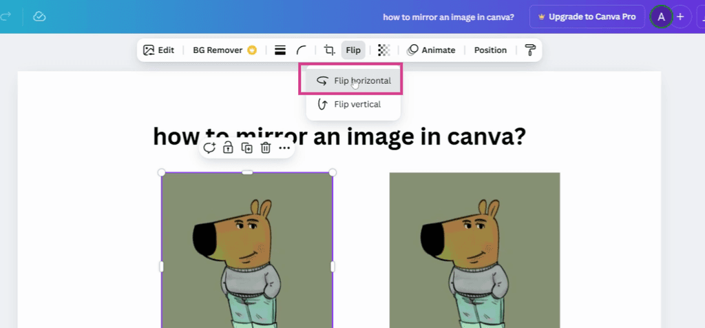 How to mirror an image in Canva