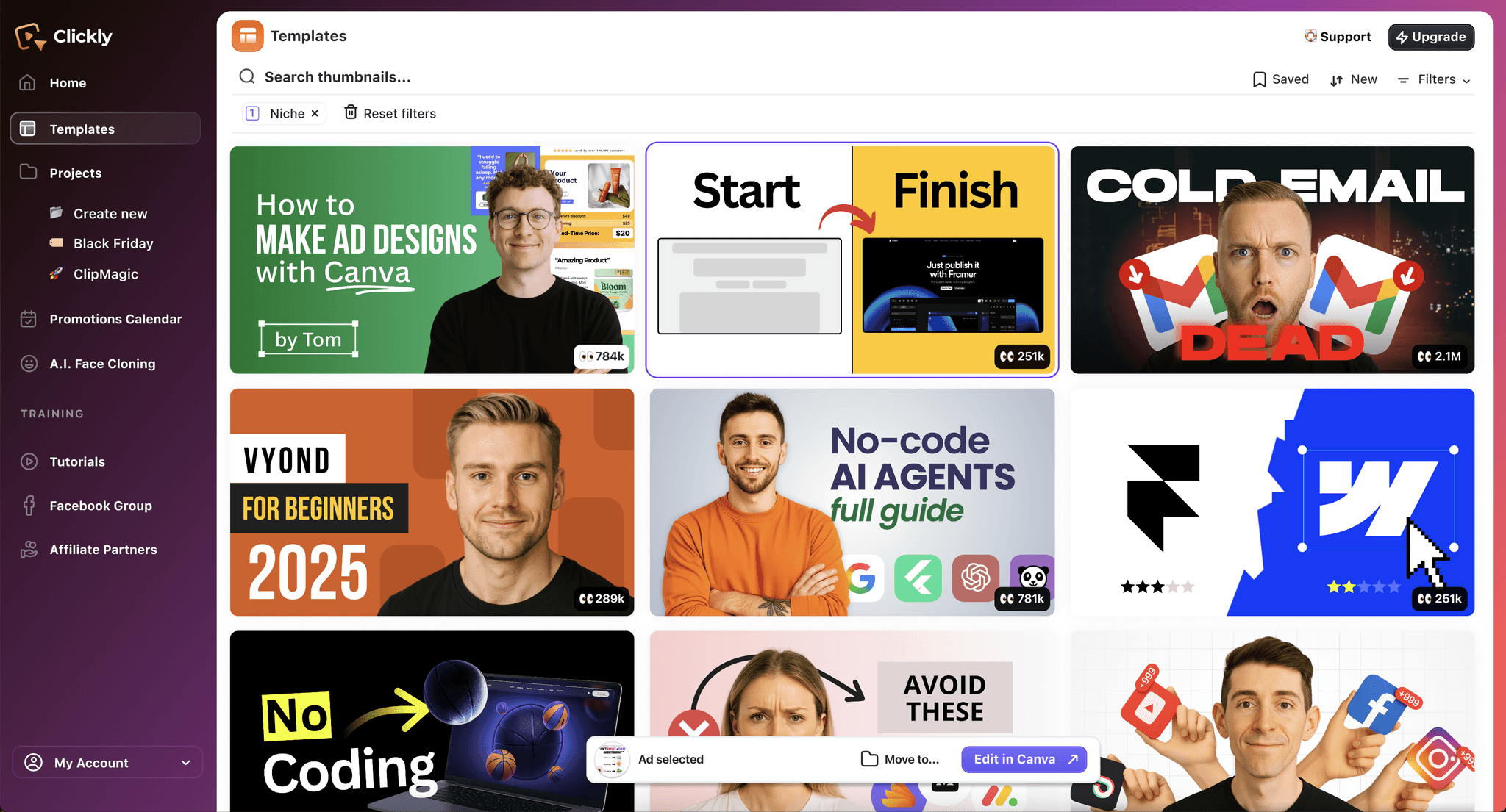 Create Viral Thumbnails with Clickly A.I.