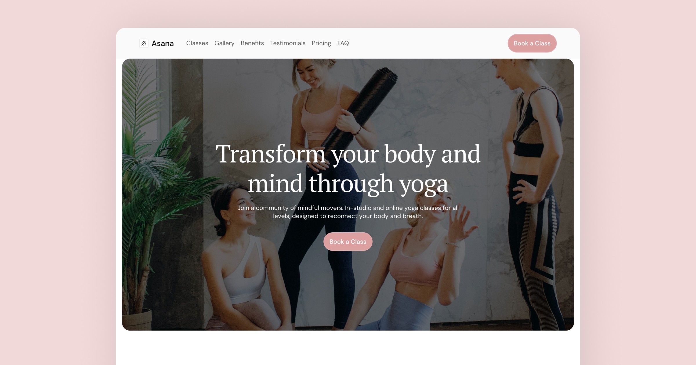 Asana – Yoga & Pilates Studio Landing Page Template