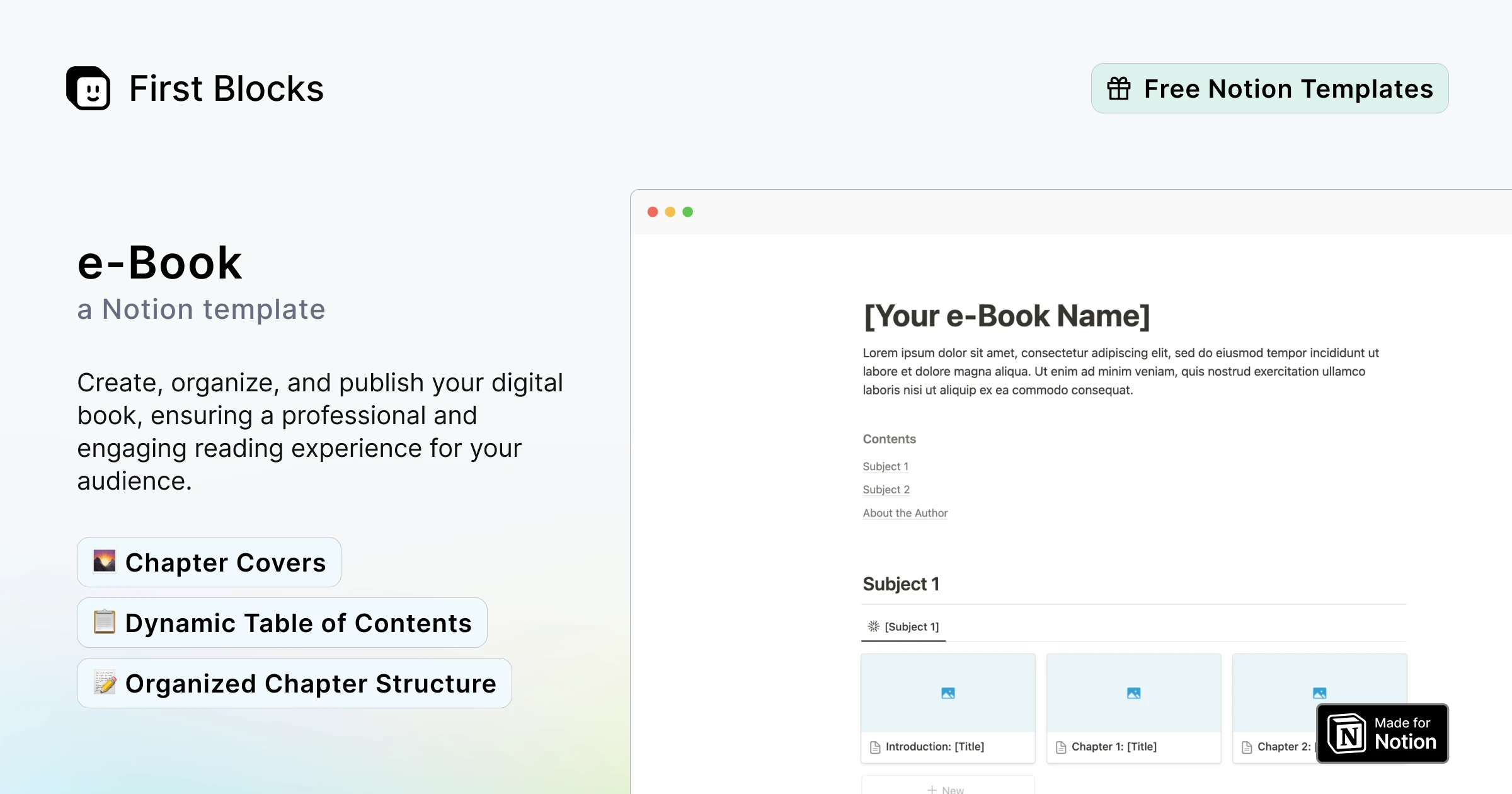 Free e-Book Notion Template - First Blocks