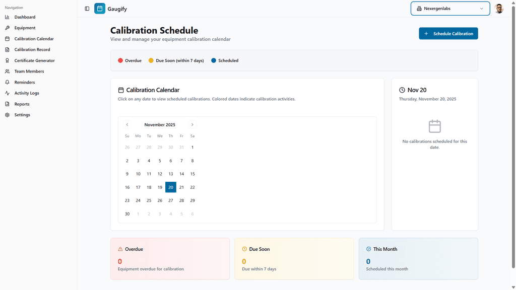 Gaugify - Calibration Management and Gage Tracking Software