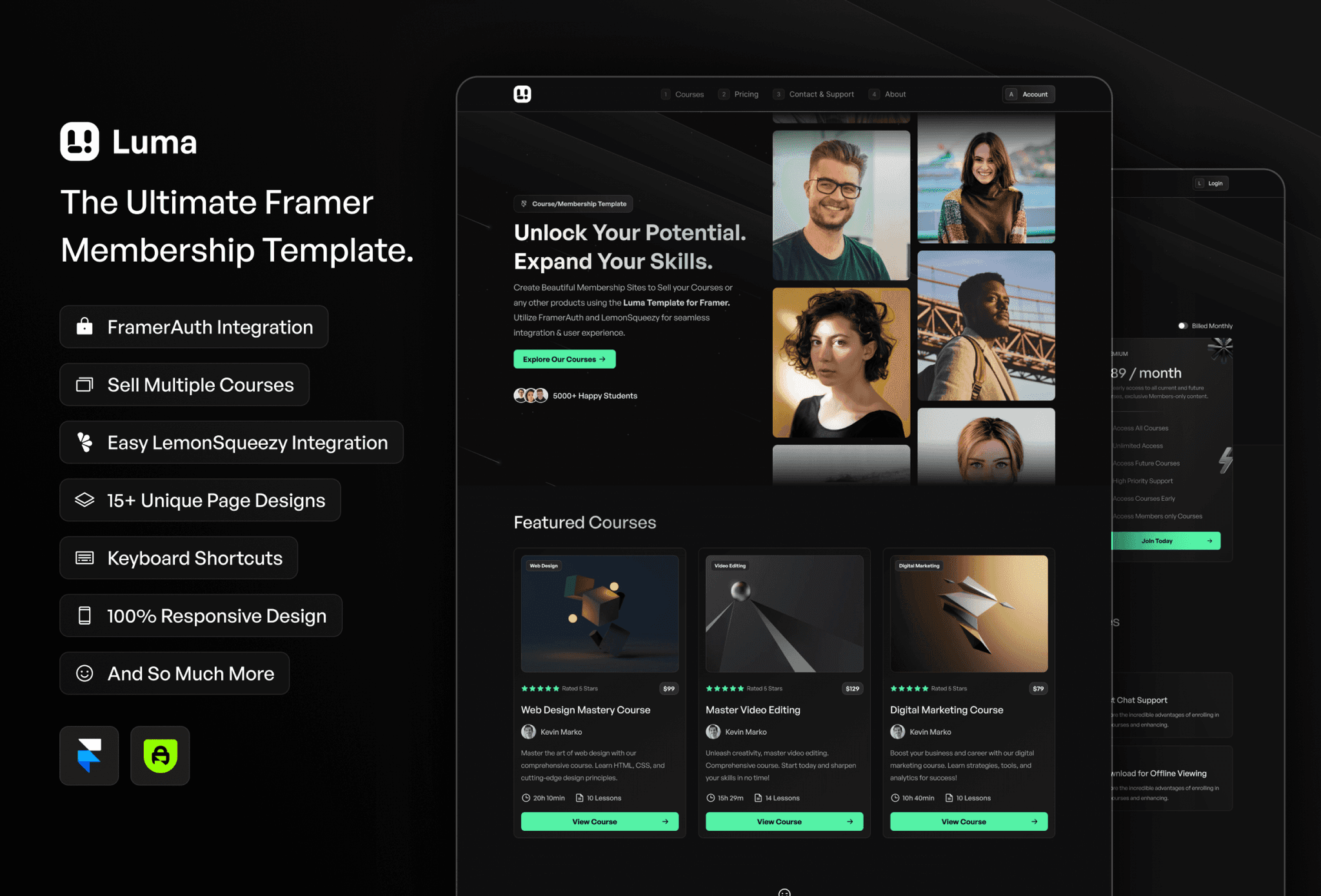 Luma — Membership Website — Framer Template