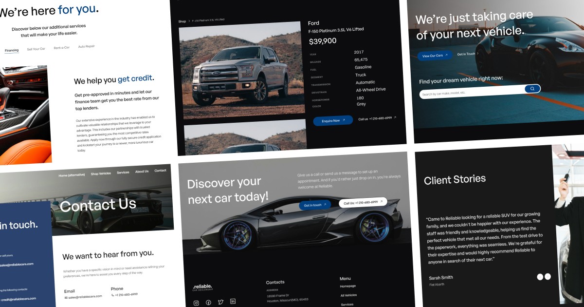 Reliable - Car Dealership Framer Template