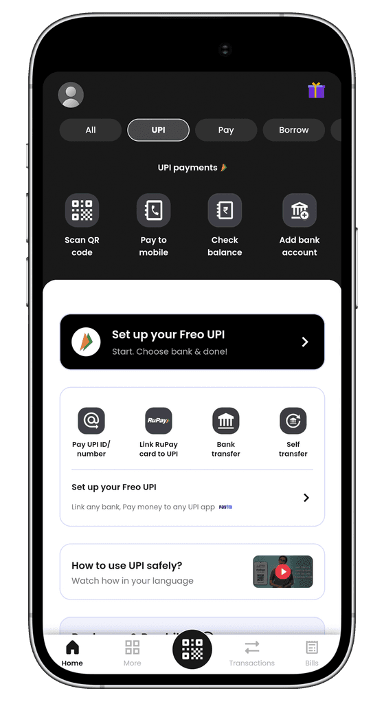 Freo: UPI , Insure, Invest, Borrow in One App