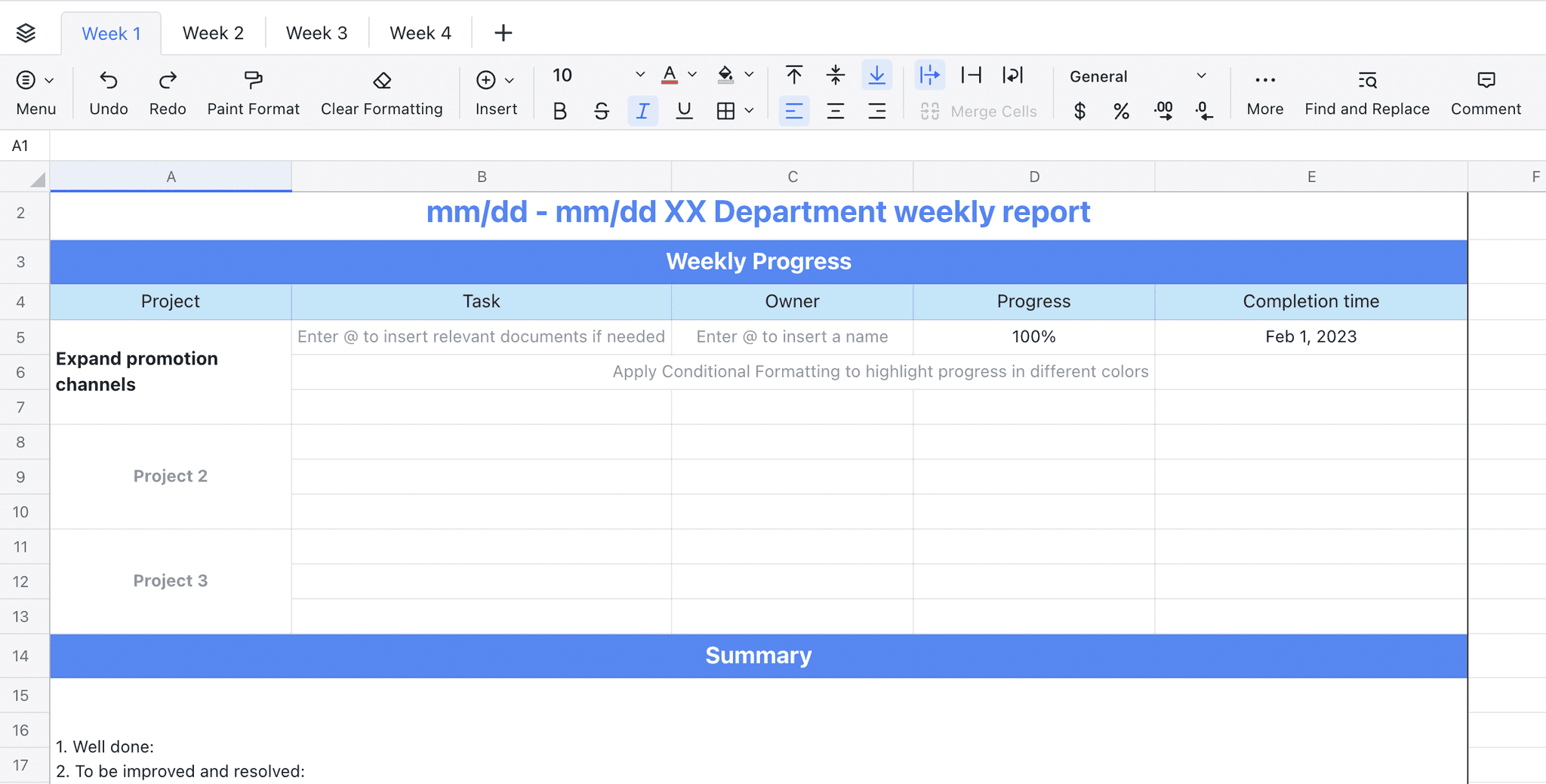Team Weekly Report Template | Lark Templates
