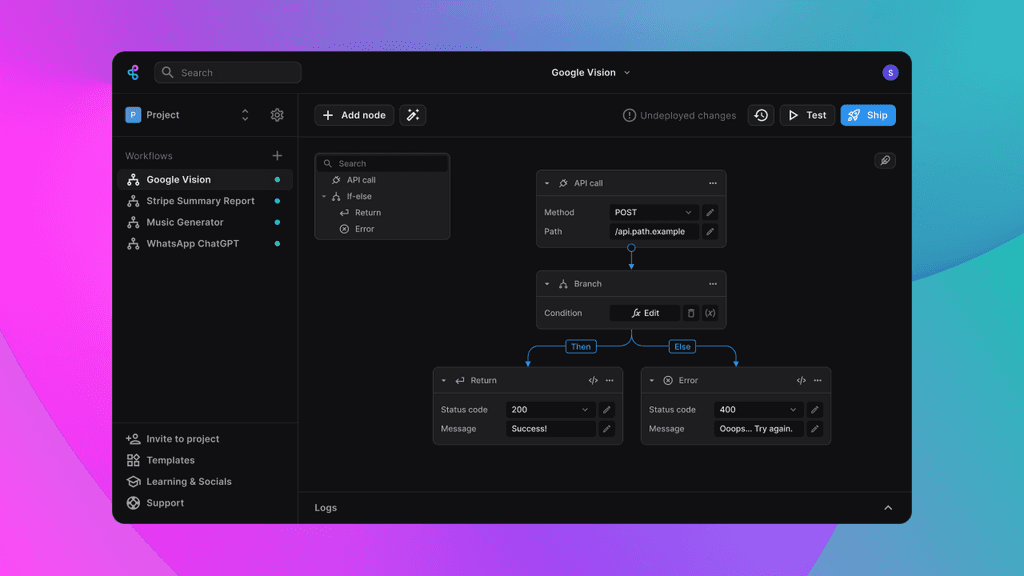 Bing Integration | BuildShip Workflow Automation with low-code Backend