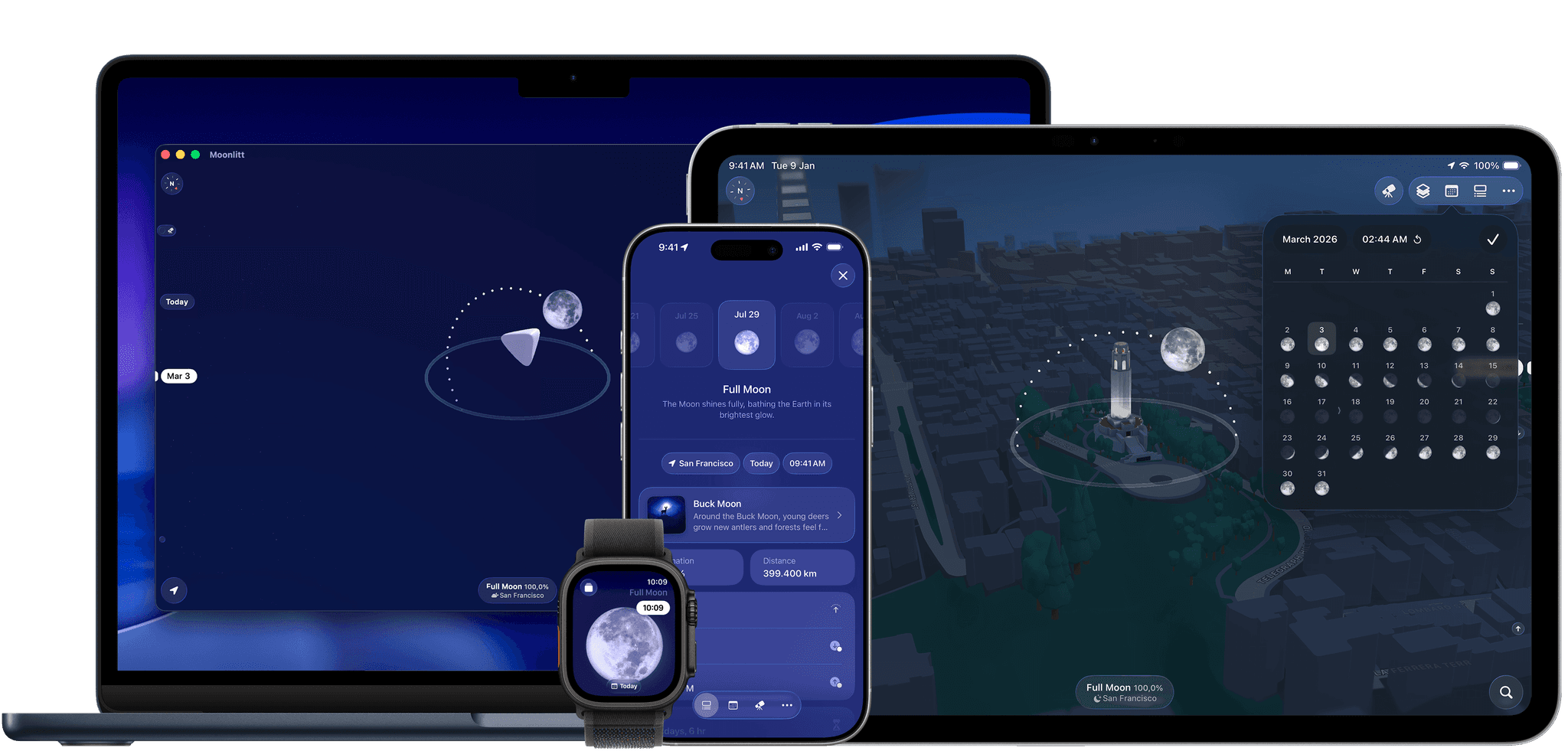 Moonlitt – Moon Phase Tracker App, 2026 Lunar Calendar & Eclipses