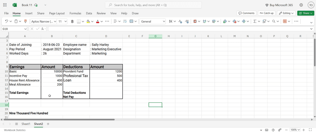 How to Create Salary Sheet in MS Excel - 1 minute video guide