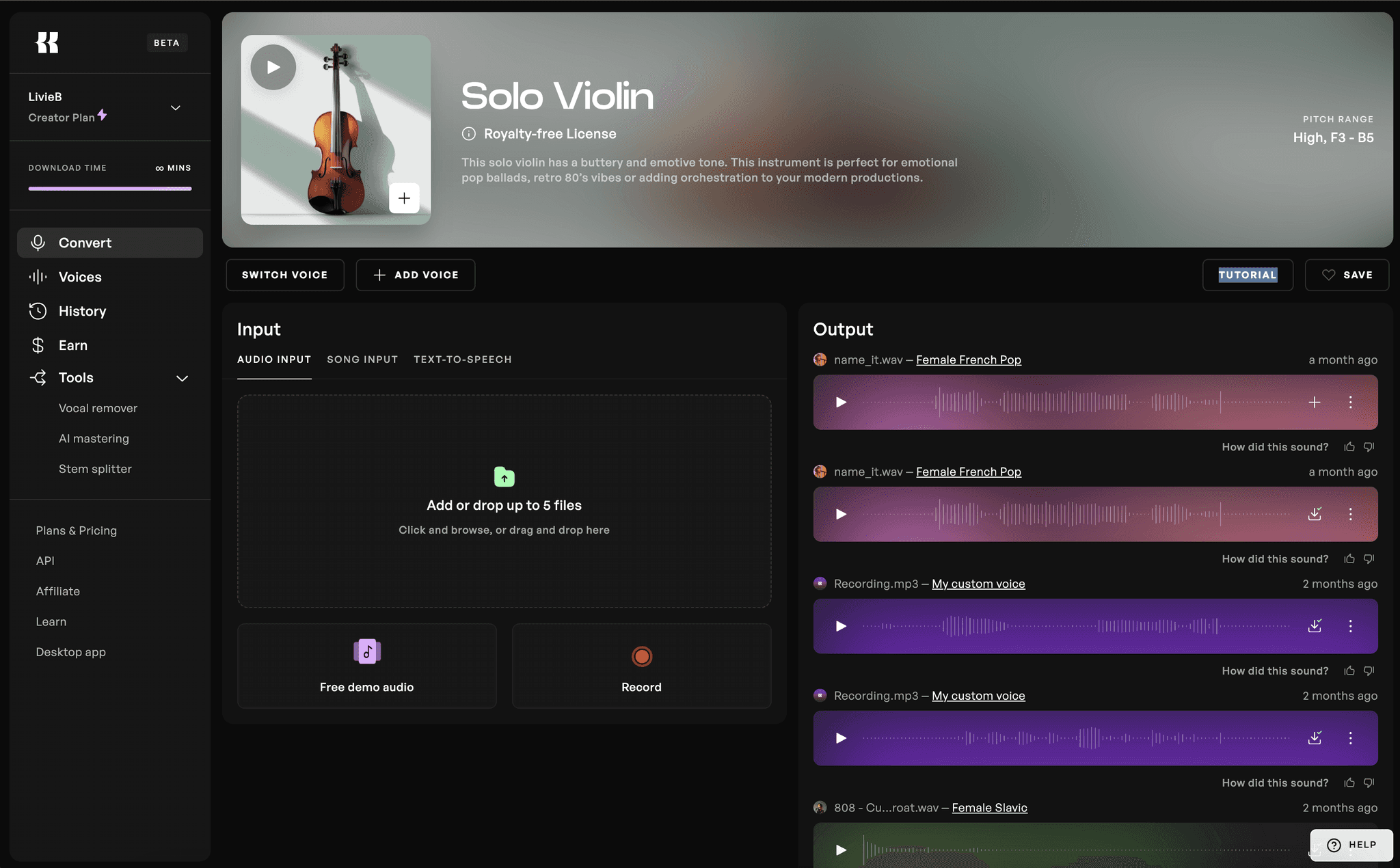 Instrumentos de IA | Toque qualquer instrumento - livre de royalties