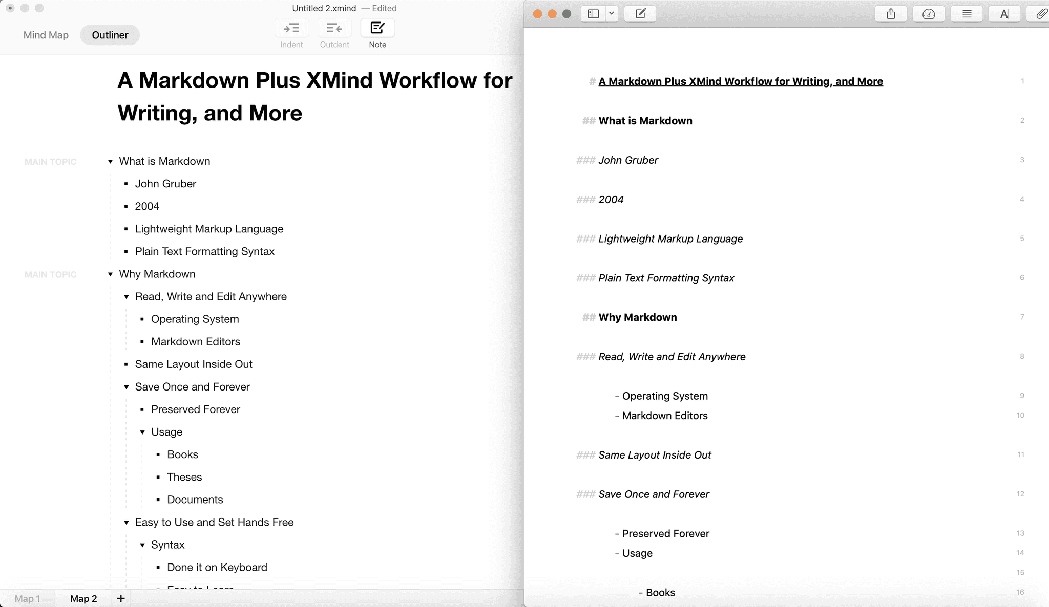 A Markdown Plus XMind Workflow for Writing