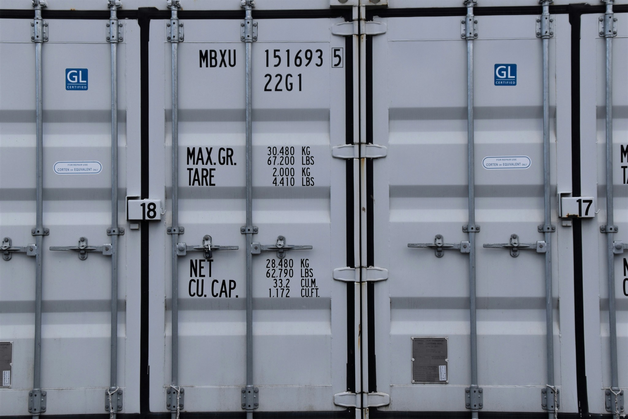 What do the markings on a container door mean?