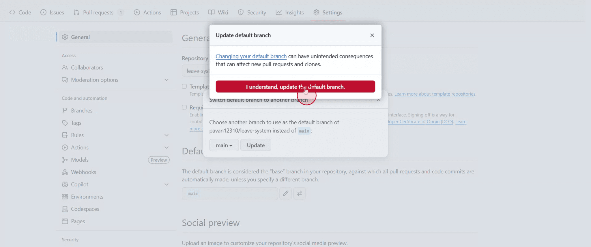 How to Change Default Branch in Github - 1 minute video guide