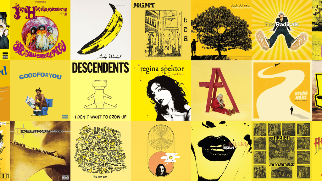 Iconic albums with yellow cover art