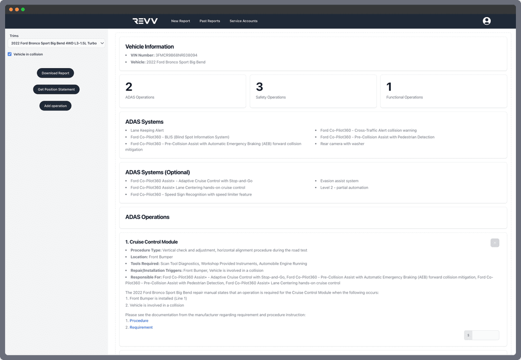 Revv ADAS | AI-Powered ADAS Calibration Identification for Repair Shops
