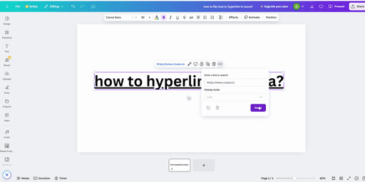How to add a hyperlink in Canva