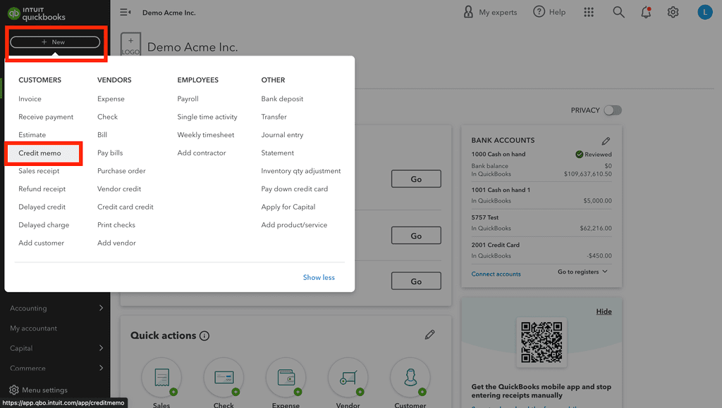 How to Apply a Credit Memo to an Invoice in QuickBooks Online ...
