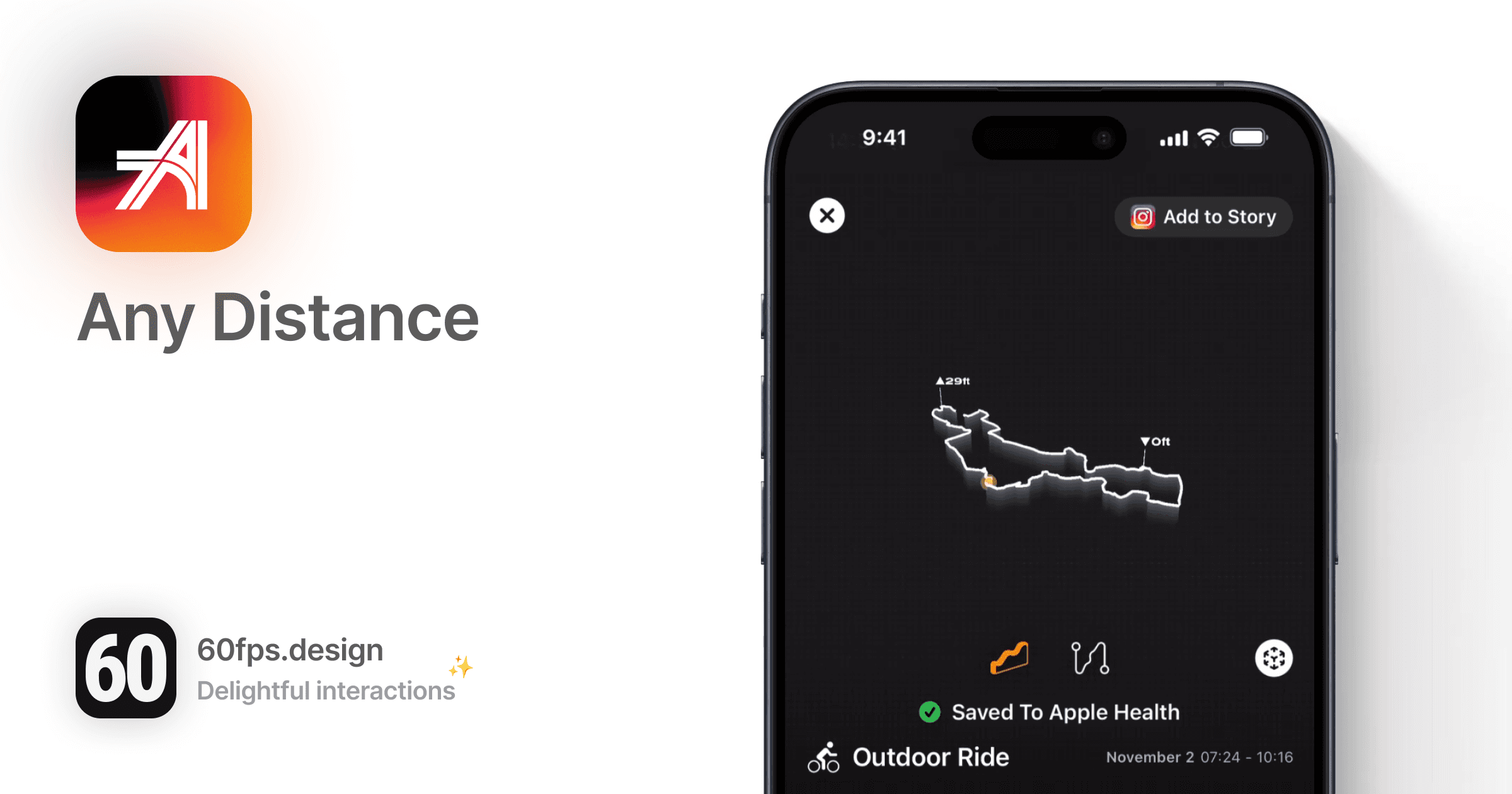 Any Distance iOS App UI/UX animation