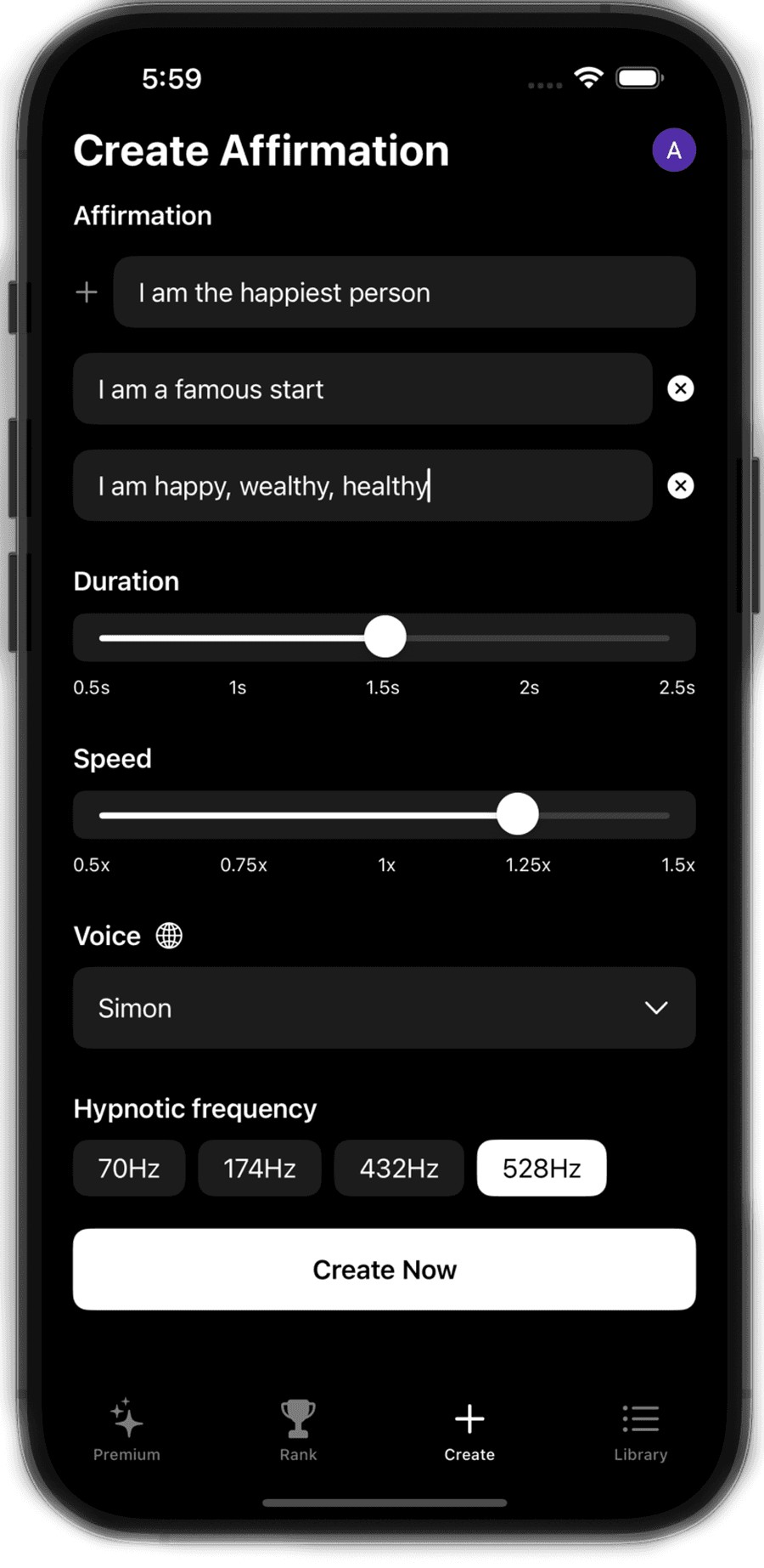 Hypnatio - Personalized Affirmation Audio Generator App