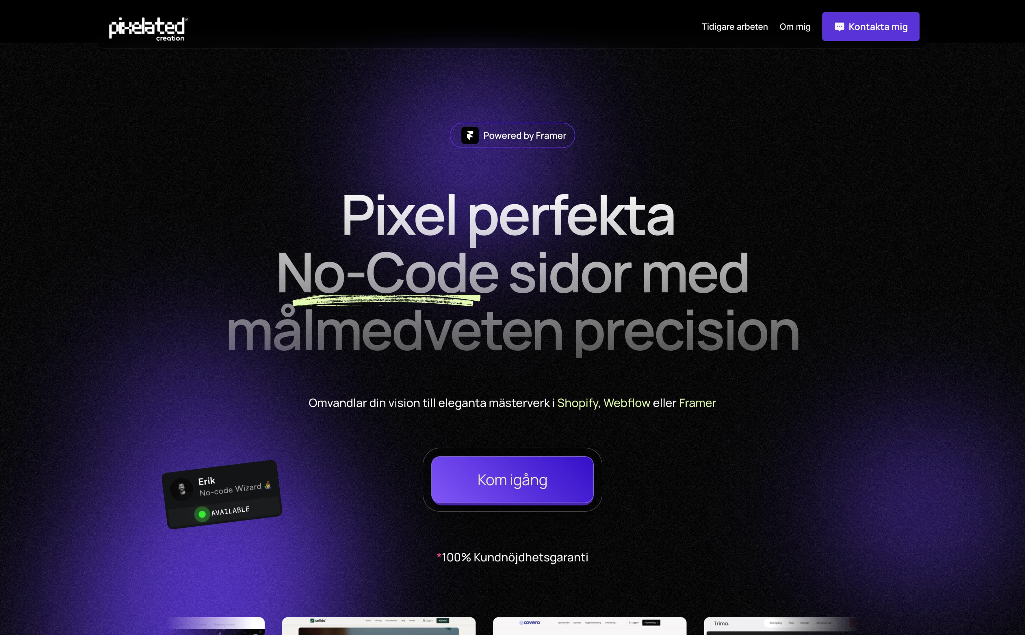 Pixelated Creation | Webbplatser utan kod Shopify, Webflow & Framer