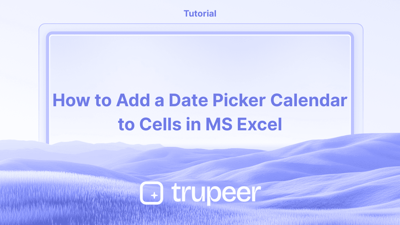How to Add a Date Picker Calendar to Cells in MS Excel - 1 minute video guide