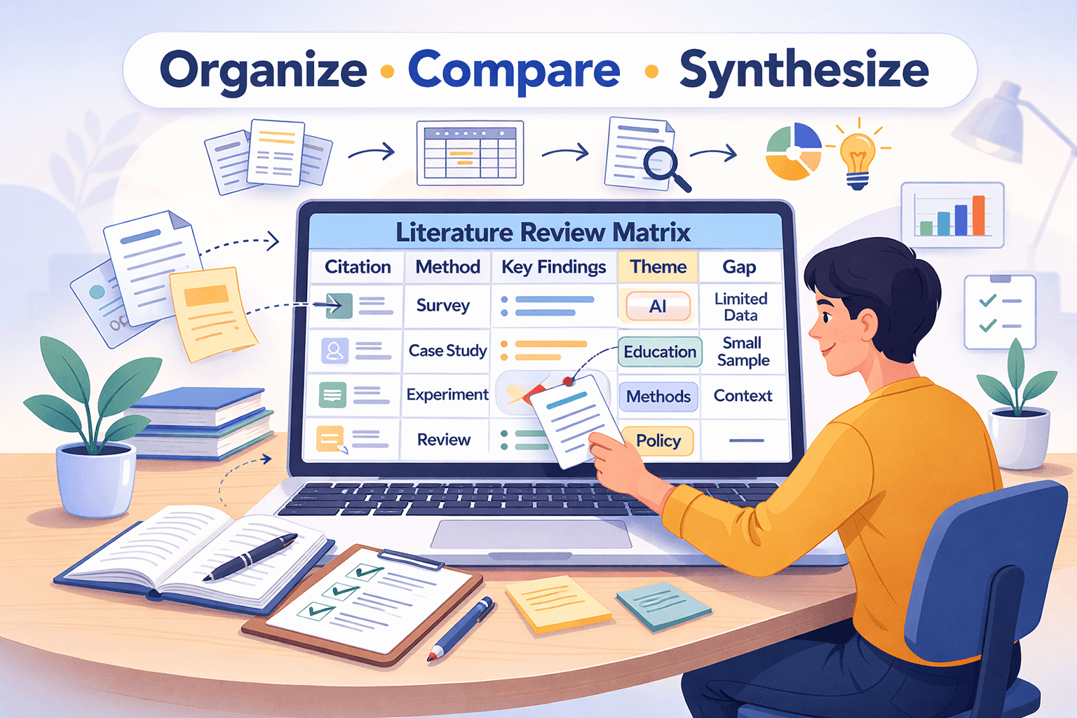 The 'Gap' column in your matrix has a specific job. For each study, use ...