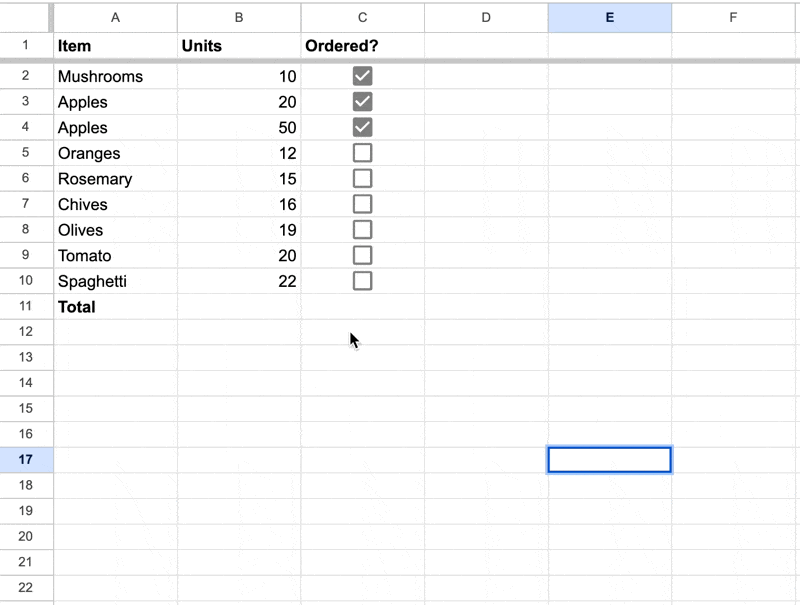 How to do Does not Equal in Google Sheets