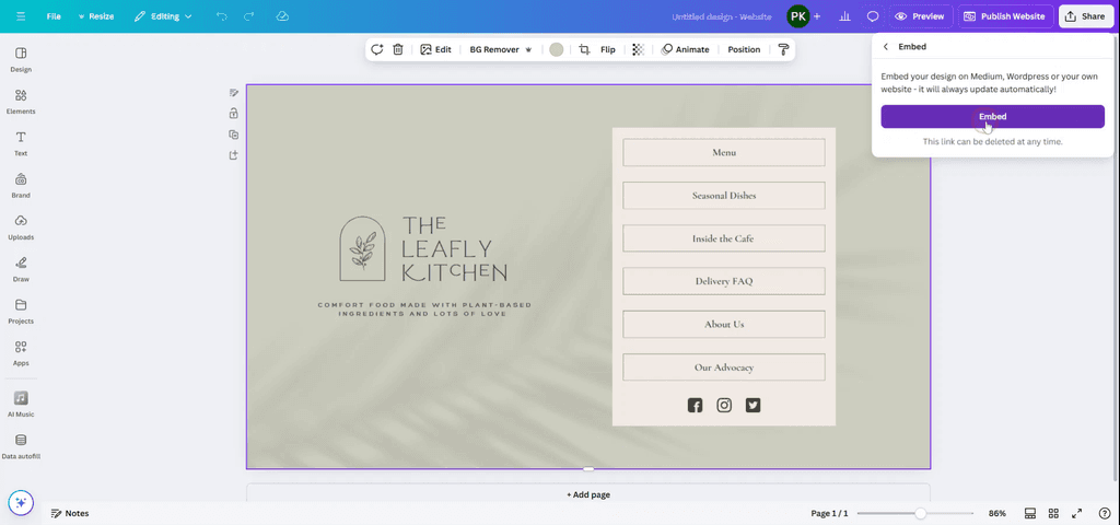 How to Embed HTML Code in Canva – Step-by-Step Guide - 1 minute video guide