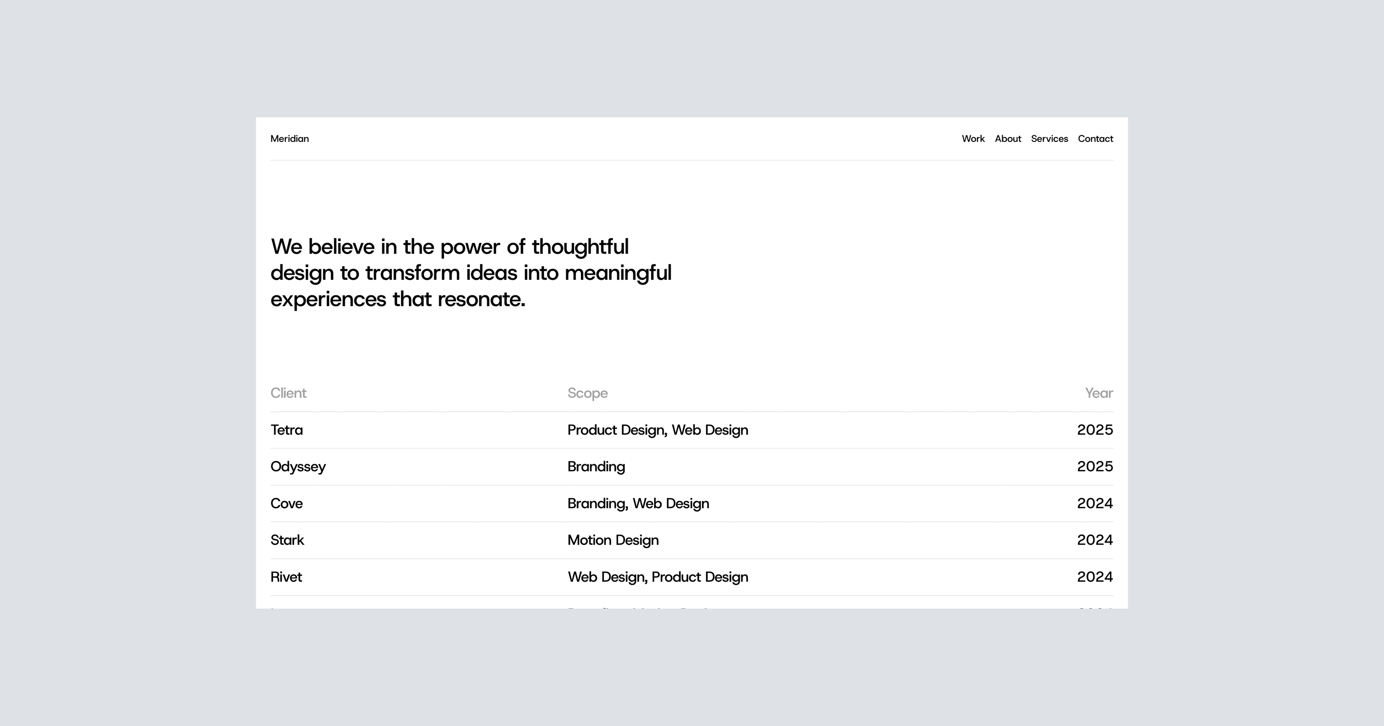 Meridian – Minimal Agency Framer Template