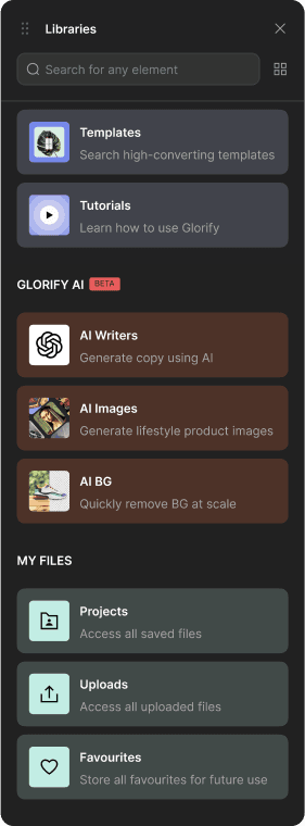 Glorify - Online Graphic Design Tool for E-com Business Owners