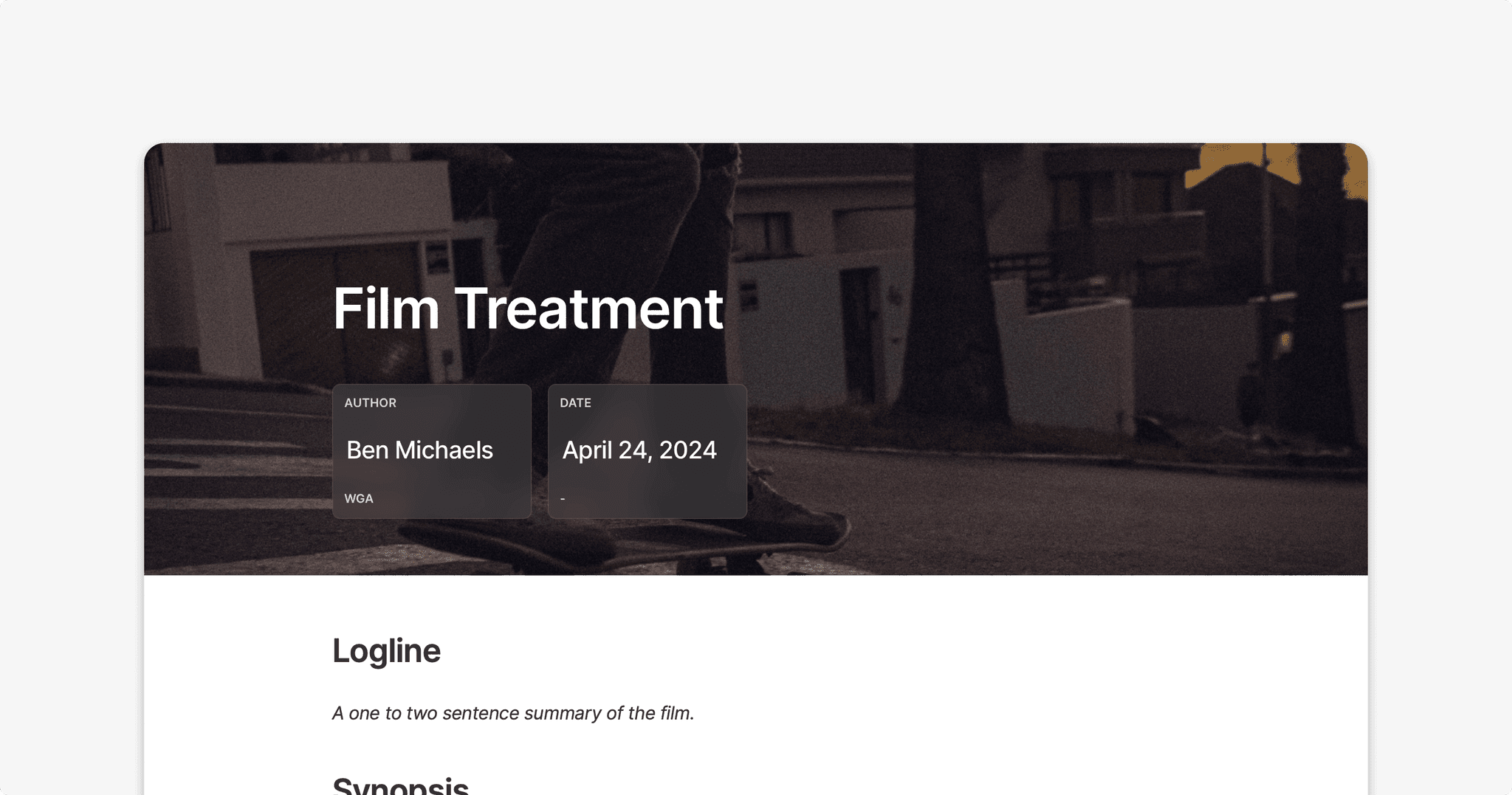 Film Treatment Template