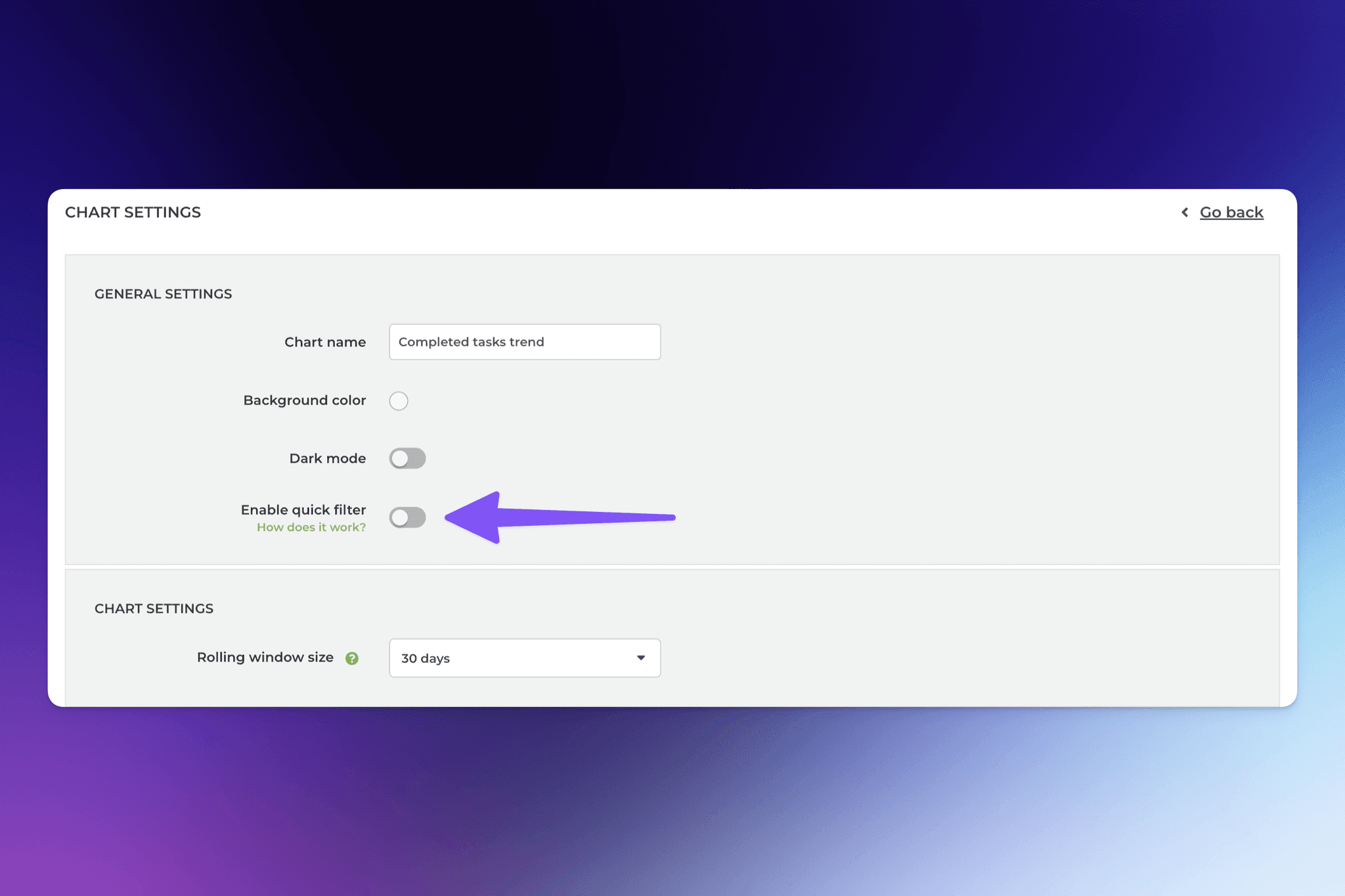 Set a filter for a chart - Screenful Guide
