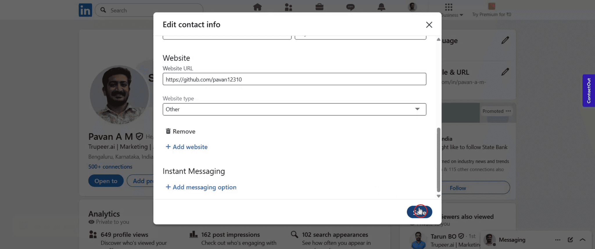 How to Add Github to LinkedIn - 1 minute video guide