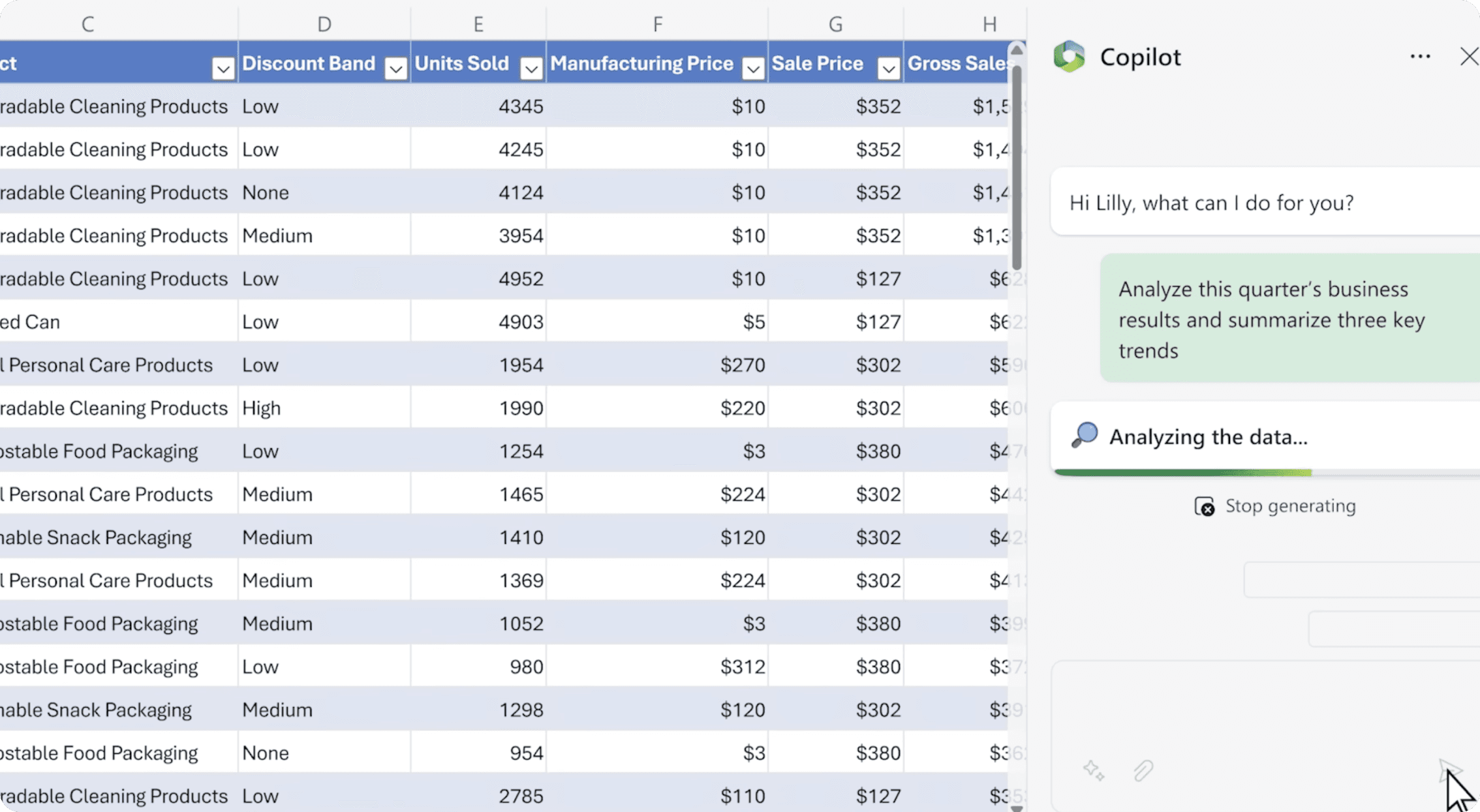 Microsoft Excel Chatbot (copilot) - Conversational AI-UX Interaction