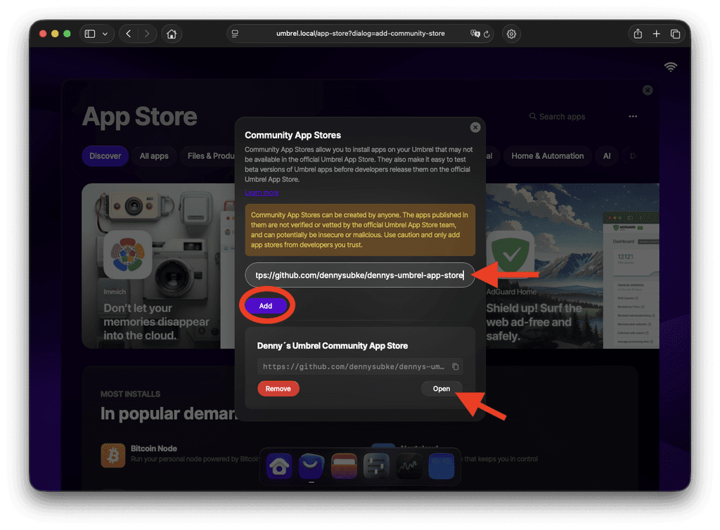 Installing Apps - Umbrel - Personal home server and OS for self-hosting