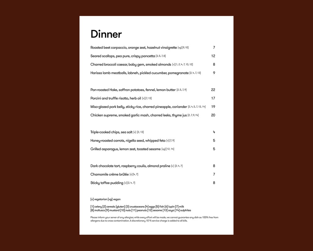 How to Present Written Allergen Information: A Menu Template Guide for ...