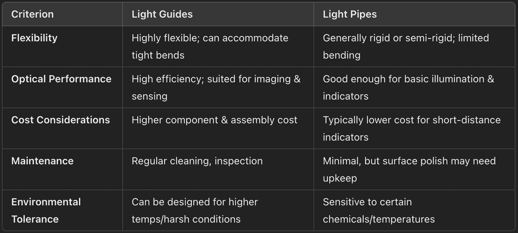 Light Guide vs. Fiber Optic Light Pipe: Technical Comparison Guide - FSI