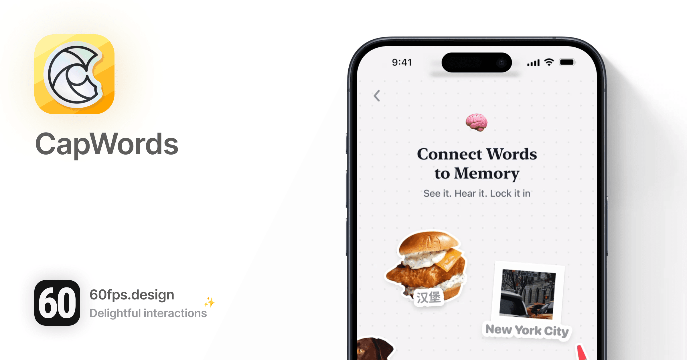 CapWords iOS App UI/UX animation