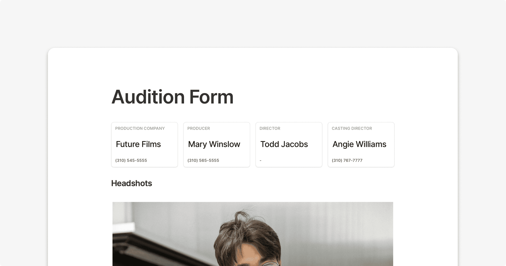 Audition Form Template