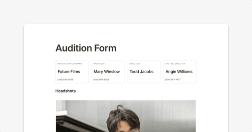 Audition Form Template